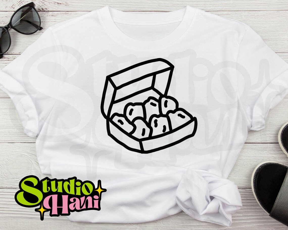 Chicken Nuggets SVG PNG Nuggs Nugget Fast Food Black and White Outline ...