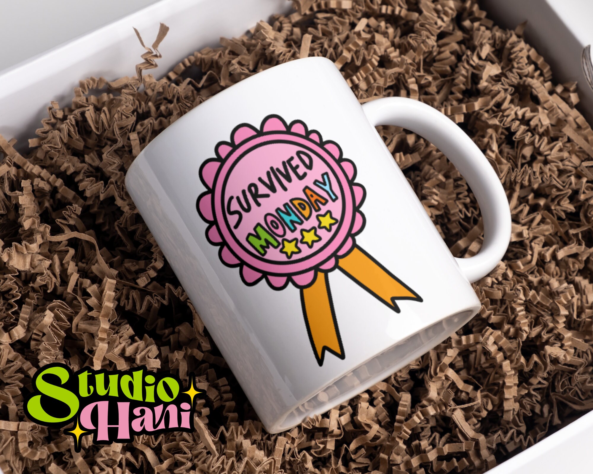 Survived Monday, Badge, Funny SVG, PNG, Mental Health, Self Love, Retro ...