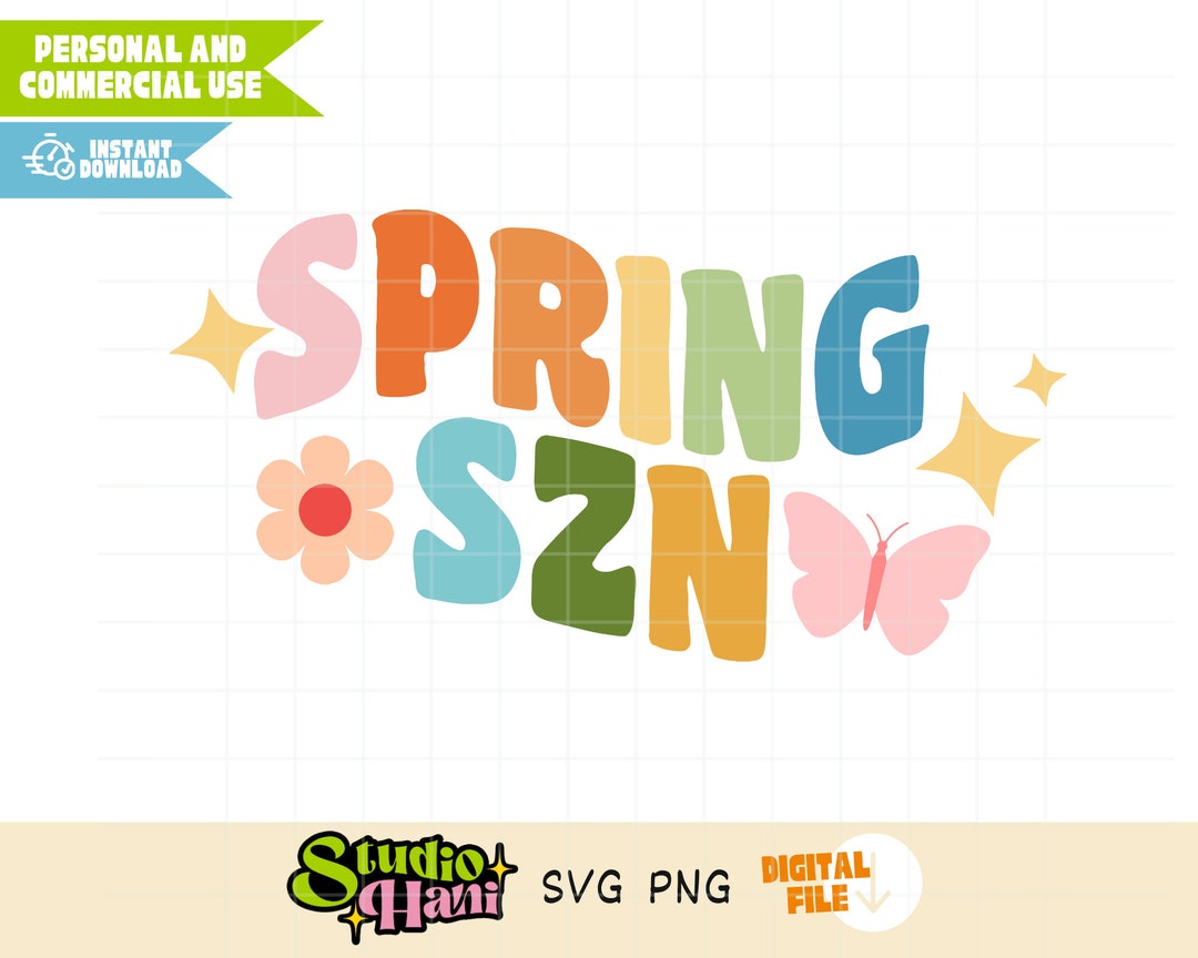 Retro Spring SZN SVG PNG Clipart Trendy Design Season Commercial Use ...