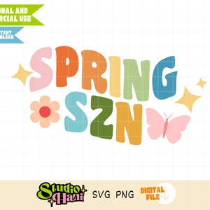 Retro Spring SZN SVG PNG Clipart Trendy Design Season Commercial Use ...