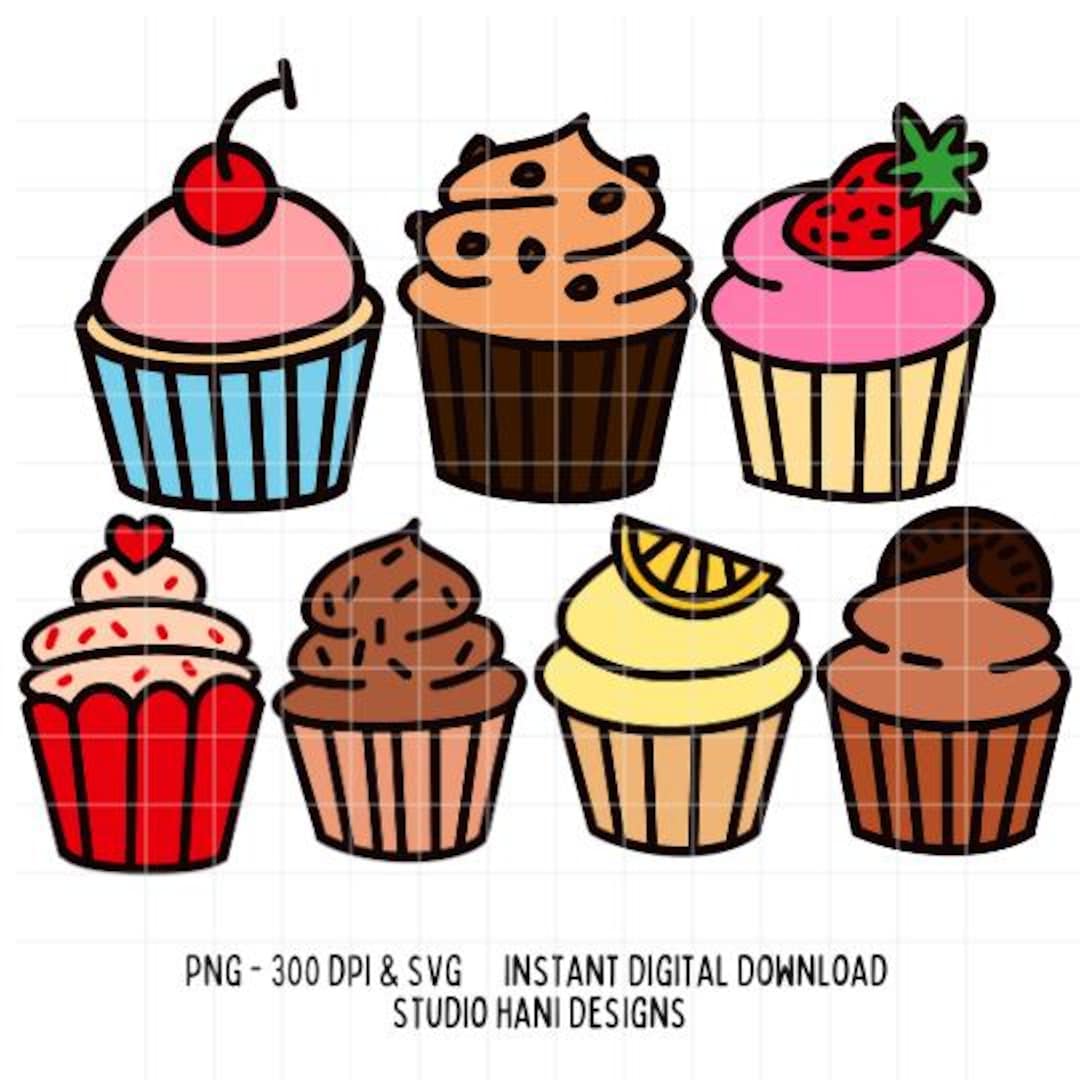 Cupcake SVG PNG Bundle Cupcakes Strawberry Muffin Chocolate Chip Lemon ...