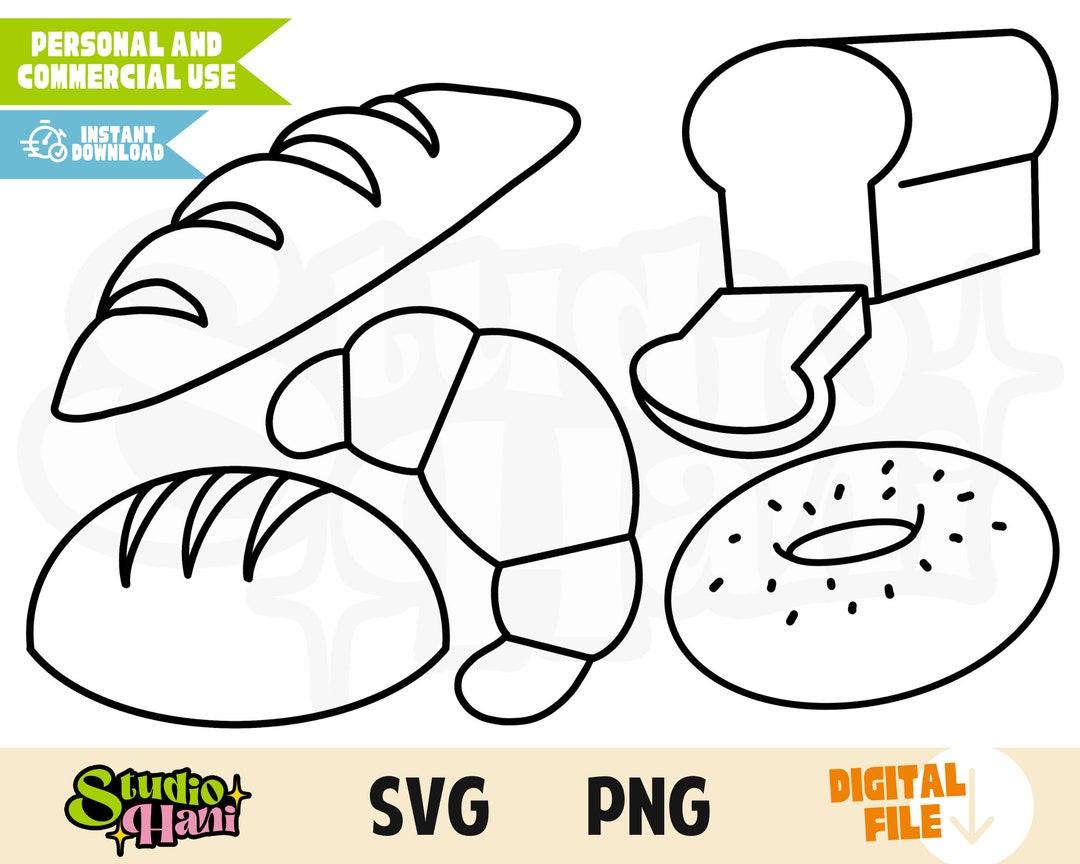 Brot SVG PNG Croissant Laib Bagel französisches Brot Sauerteig Clipart ...