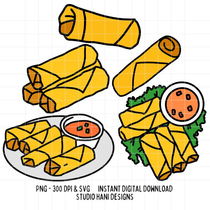 Lumpia SVG PNG Bundle Doodle Cut File for Silhouette Cricut Pinoy ...