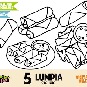 Lumpia SVG PNG Bundle Doodle Black and White Outline Cut File ...