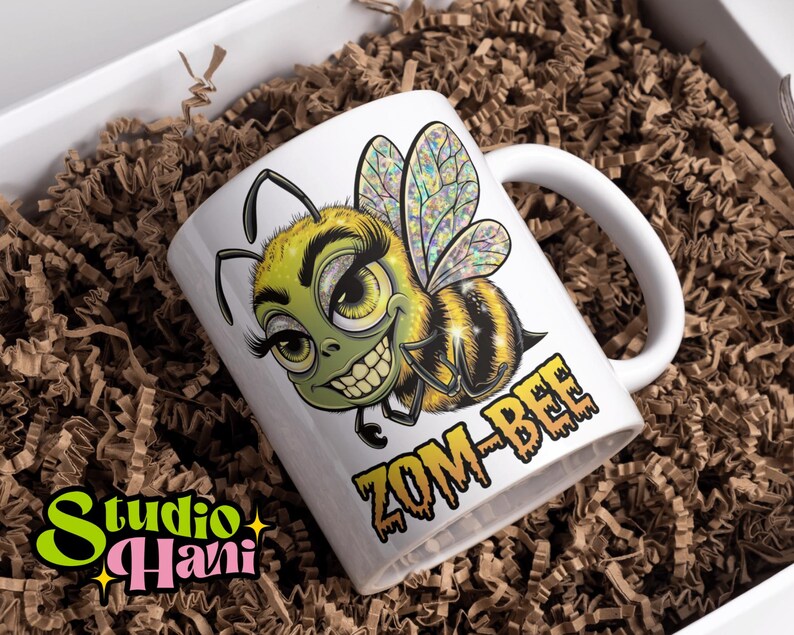 Zom-bee Zombie Bee Halloween PNG Clipart Trendy Sticker Funny Pun ...