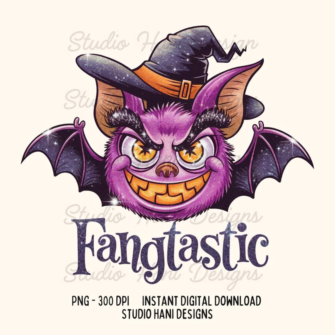 Fangtastic Halloween Pun PNG Clipart Trendy Funny Spooky Season Bat ...