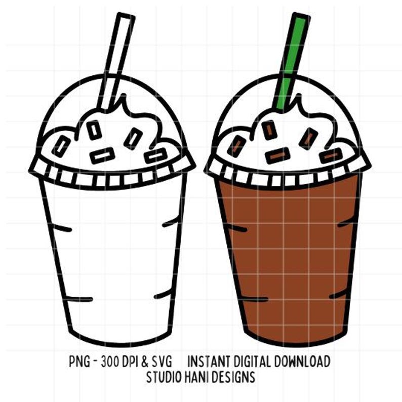 Frappe SVG PNG Bundle Frappuccino Iced Blended Coffee Clipart Cut File ...
