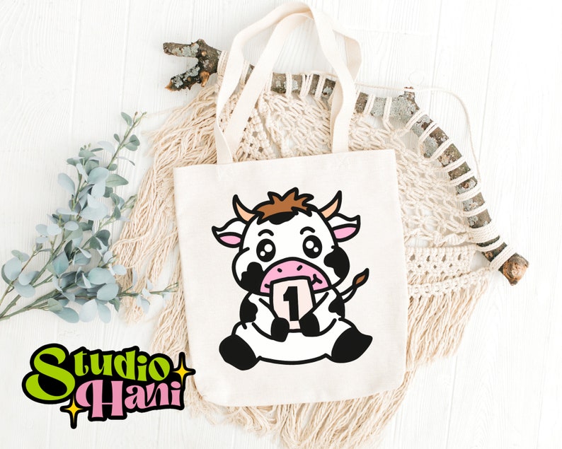 Cow Number 1 SVG PNG Doodle Cute Cattle Birthday Party Theme Event ...