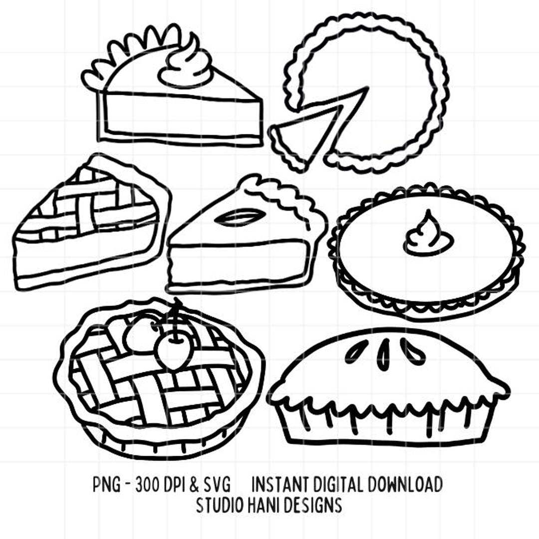 Pies SVG PNG Bundle Doodles Thanksgiving Dinner Fall Autumn Pumpkin Pie ...