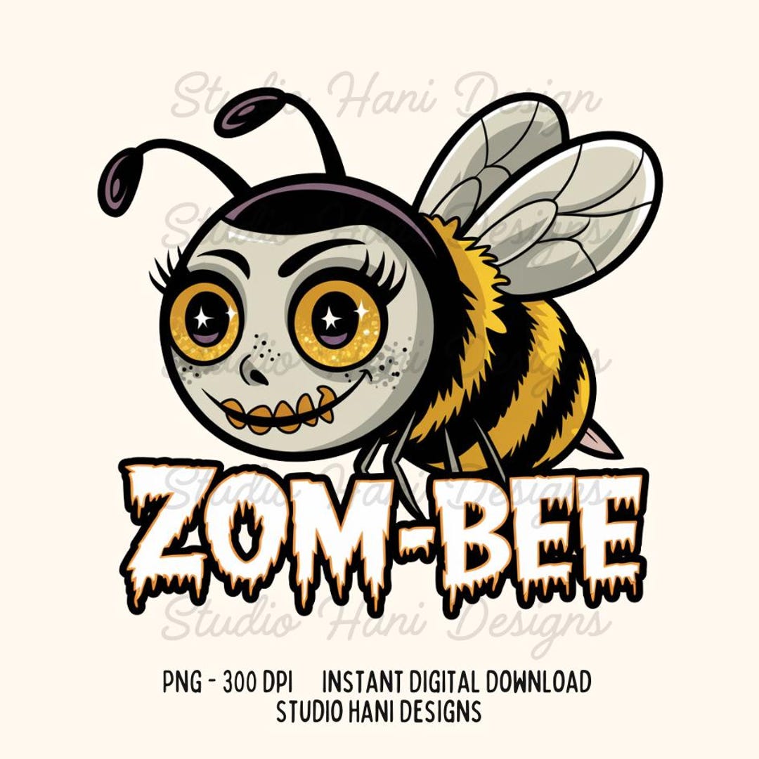 Zom-bee Zombie Bee Halloween PNG Clipart Trendy Sticker Funny Pun ...