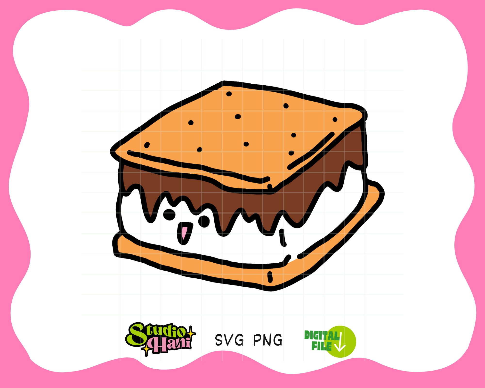 Cute Smores SVG PNG Marshmallow Biscuit Camping Food Illustrations ...