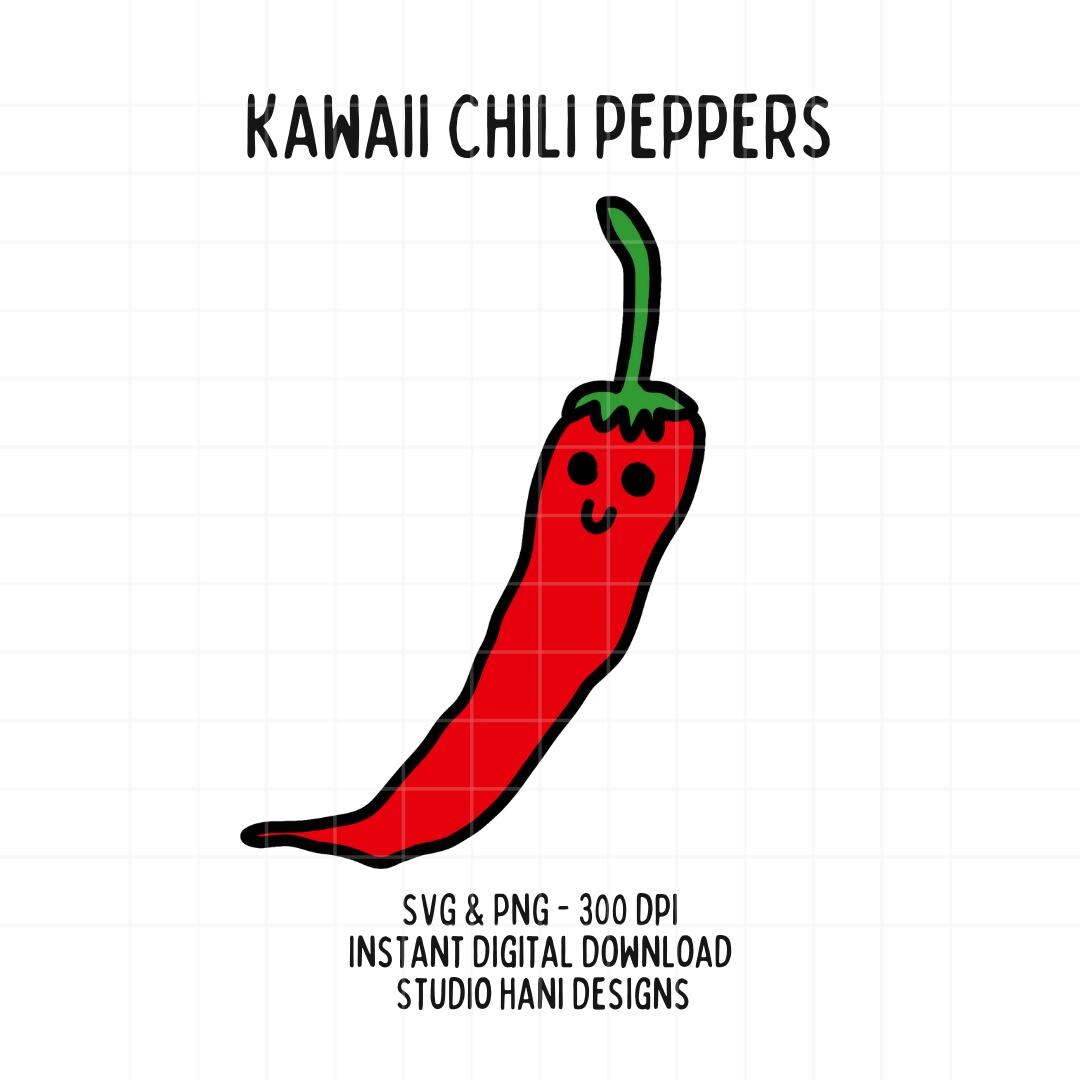 Kawaii Chili Peppers SVG PNG Clipart Cute Fun Spicy Graphic Trendy ...
