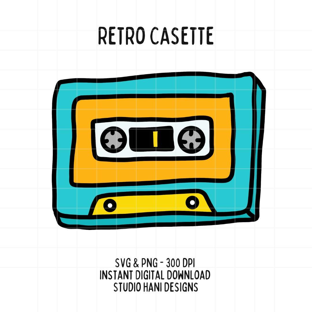 Retro Cassette SVG PNG Clipart Vintage Tape Player Old School Trendy ...