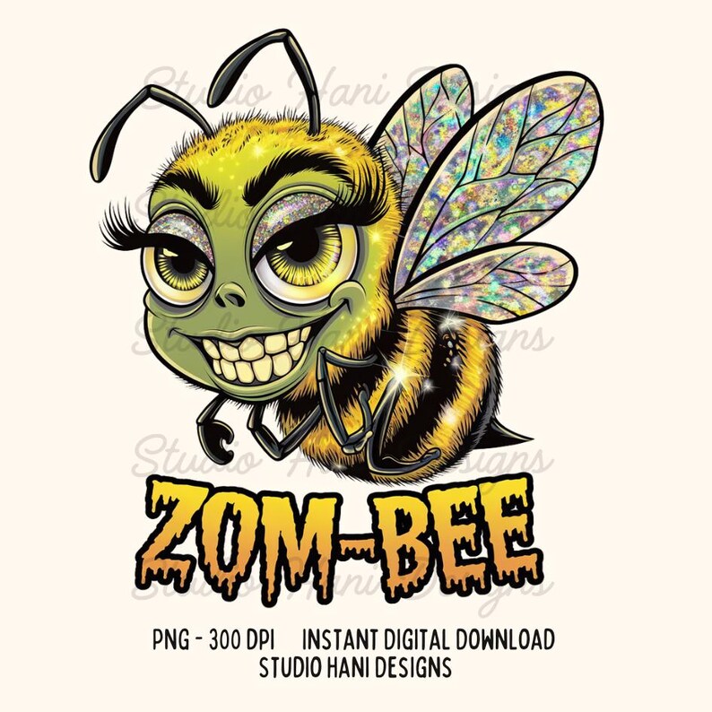 Zom-bee Zombie Bee Halloween PNG Clipart Trendy Sticker Funny Pun ...