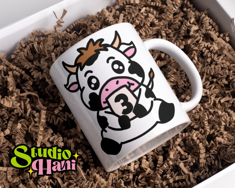 Cow Number 2 SVG PNG Doodle Cute Cattle Birthday Party Theme Event 2nd ...