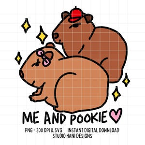 Me and Pookie PNG SVG Capybara Couple Love Trendy Design Funny Mental ...