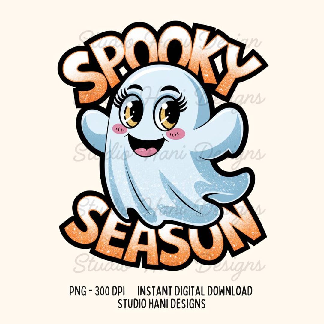 Spooky Season Kawaii Ghost Halloween PNG Clipart Trendy Sticker Cute ...