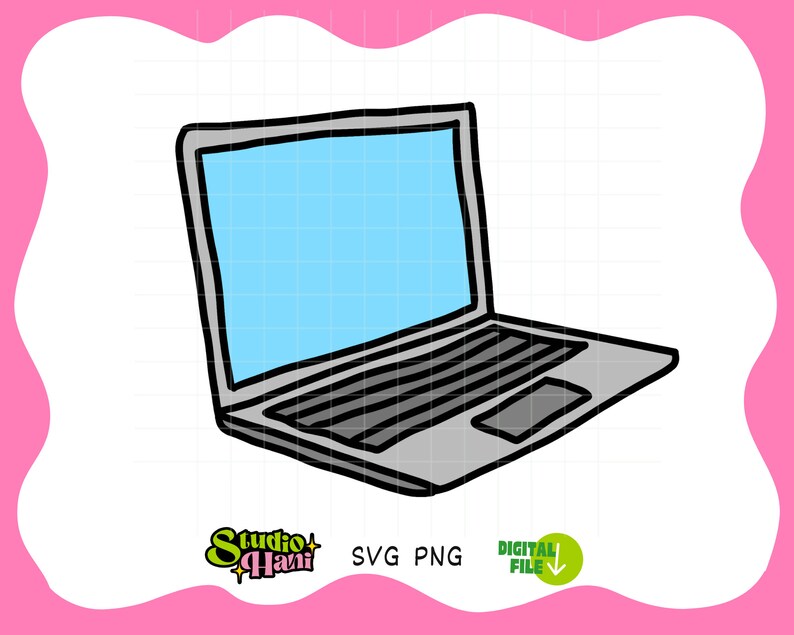 Laptop SVG PNG Computer Illustration Doodle Clipart Simple Cut File for ...