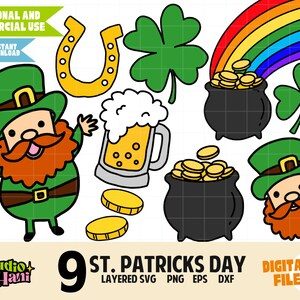 St. Patricks SVG PNG Eps Dxf Bundle Doodle Clipart Illustration Cut ...