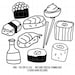 Sushi SVG PNG Bundle Outline Black and White Japanese Food Wasabi Roll ...