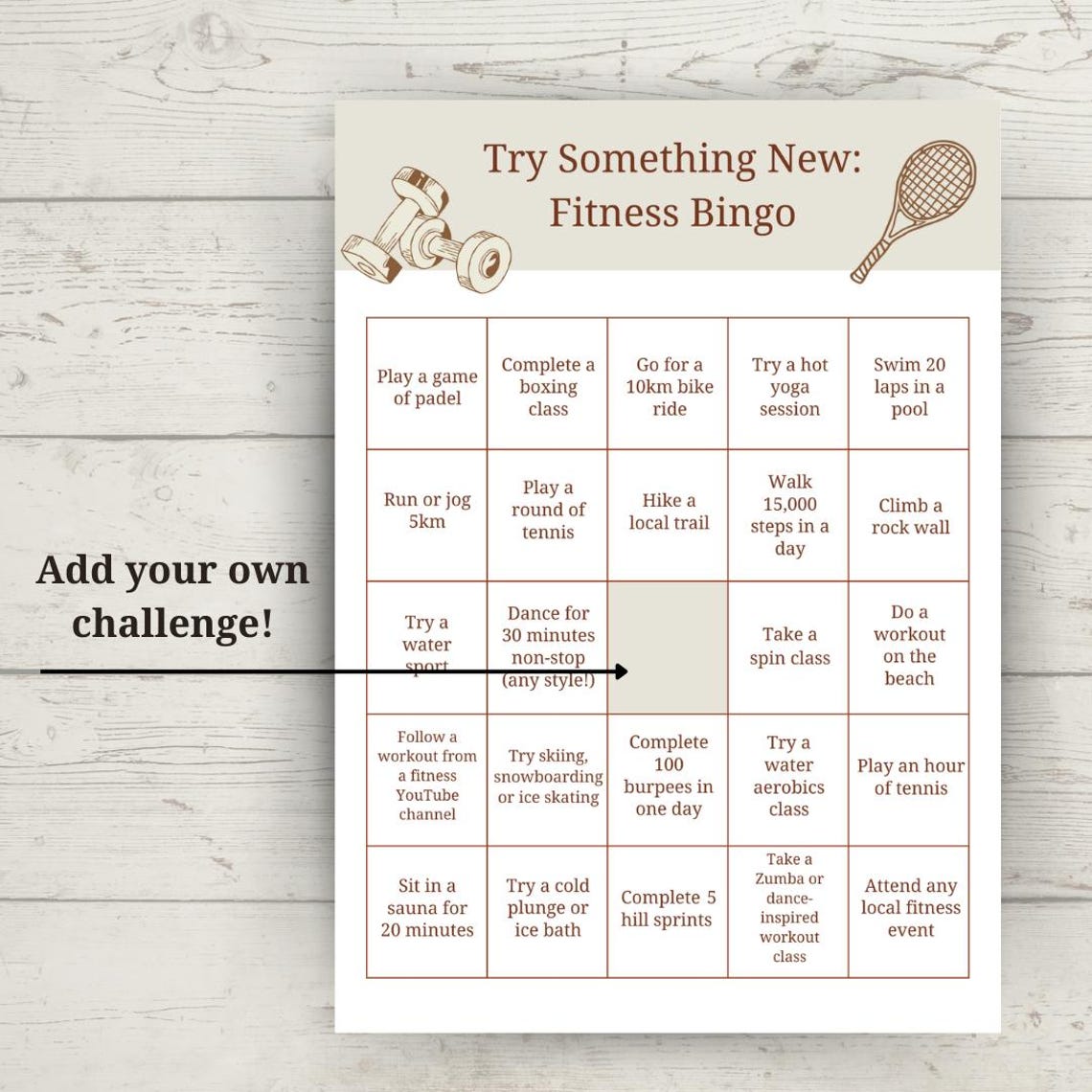 Exercise Bingo Printable Journal Fitness Page Workout Tracker Fitness ...