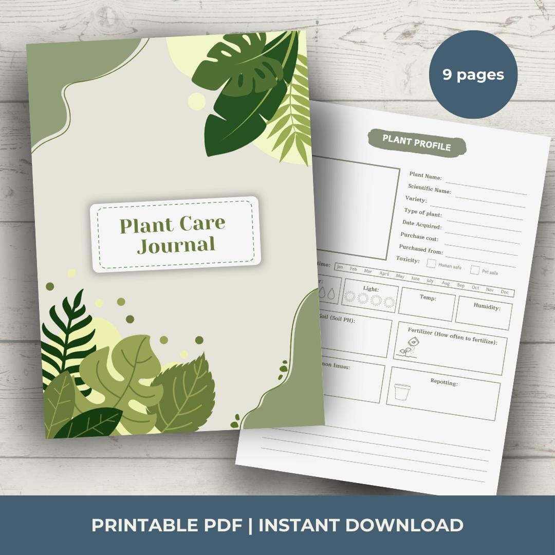 Plant Care Tracker, Plant Care Journal, Indoor Plant Planner ...