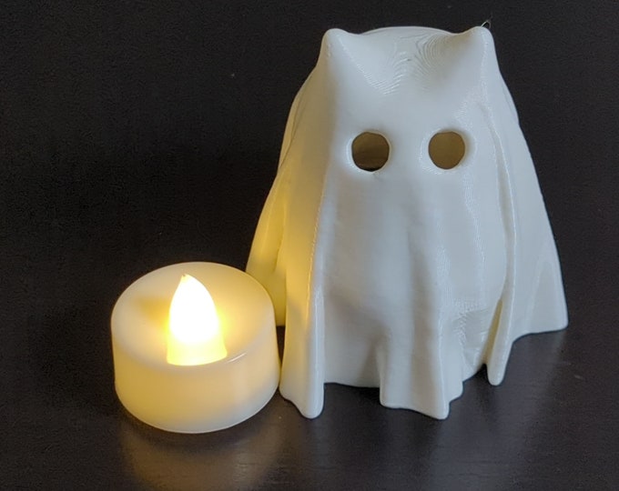 Cute Ghost With Tea Light Halloween Decoration With LED Tea Light 3D ...