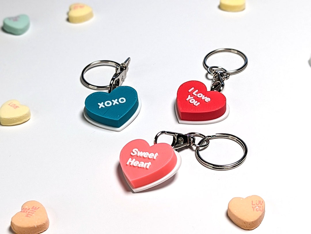 Personalized 3D Printed Heart Charm Keychain - Custom Love Message - Etsy