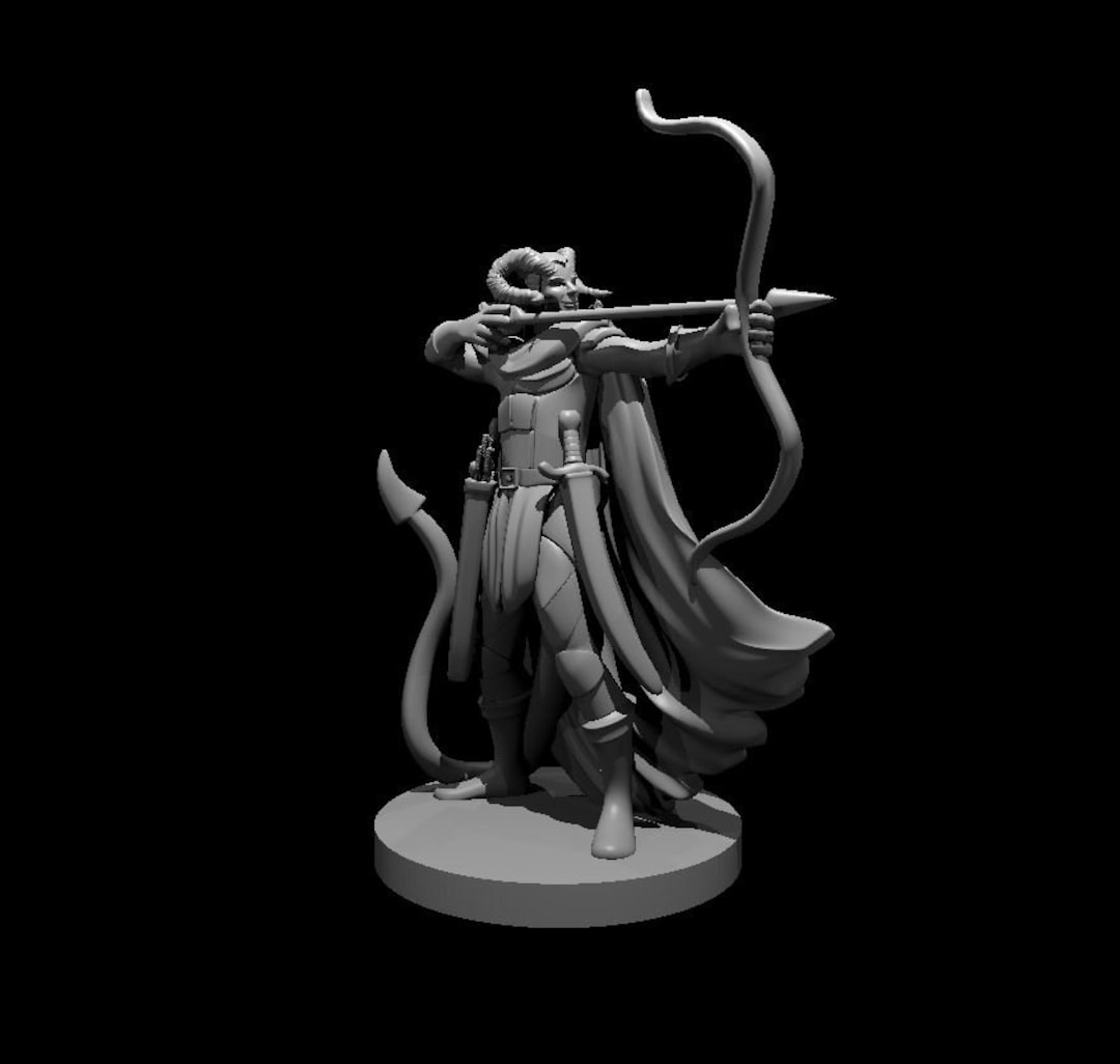 Male Tiefling Archer With Longbow Dnd Miniature for Fantasy Roleplaying ...