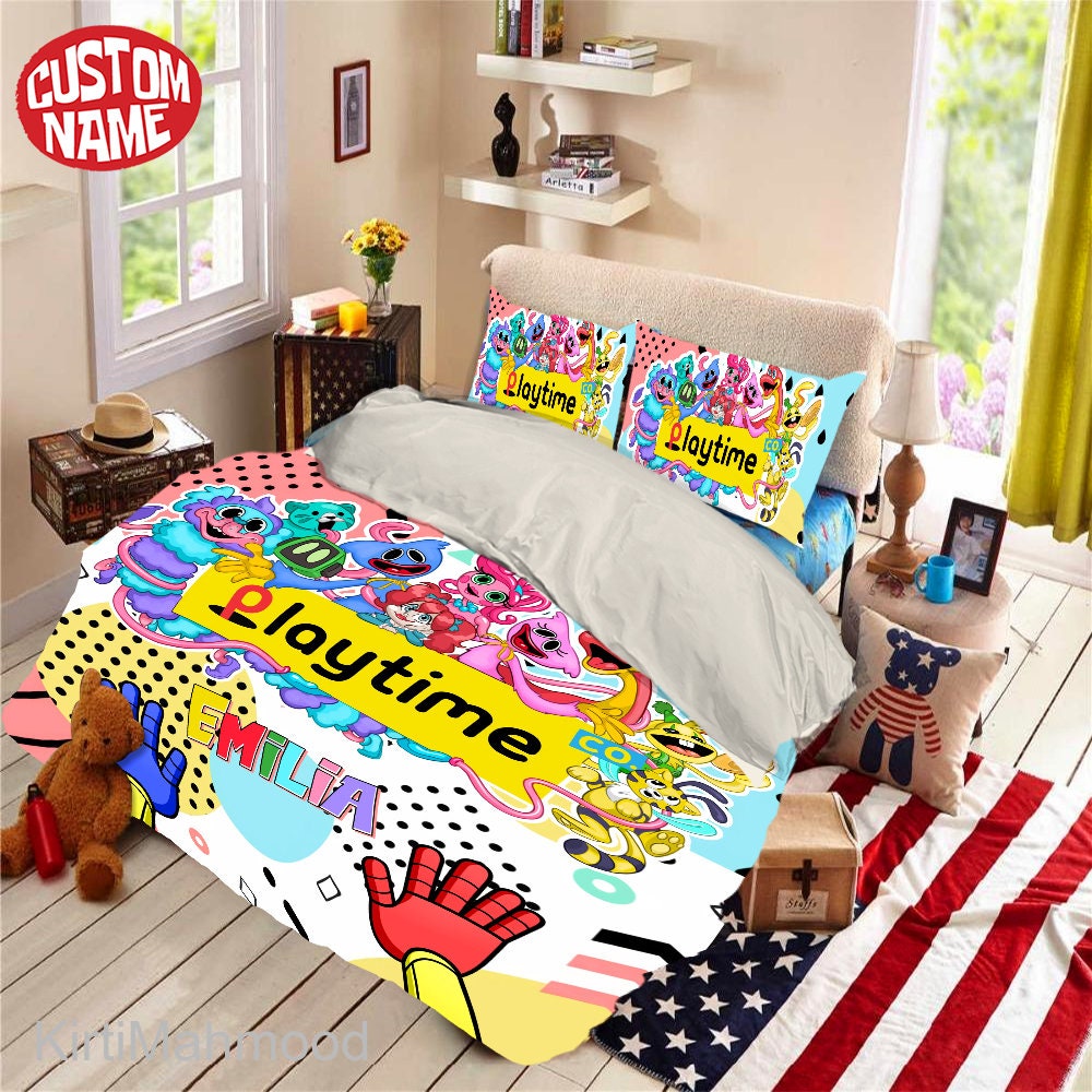 Poppy Playtime Personalized Bedding Set, Huggy Wuggy Gamer Custom Name ...