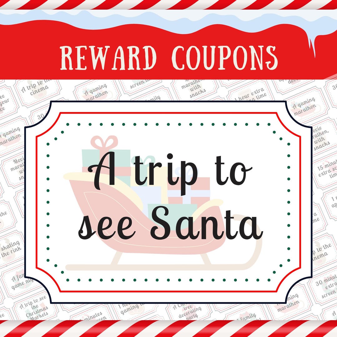 Festive Christmas Reward Printable Coupons for Good Behavior Christmas ...