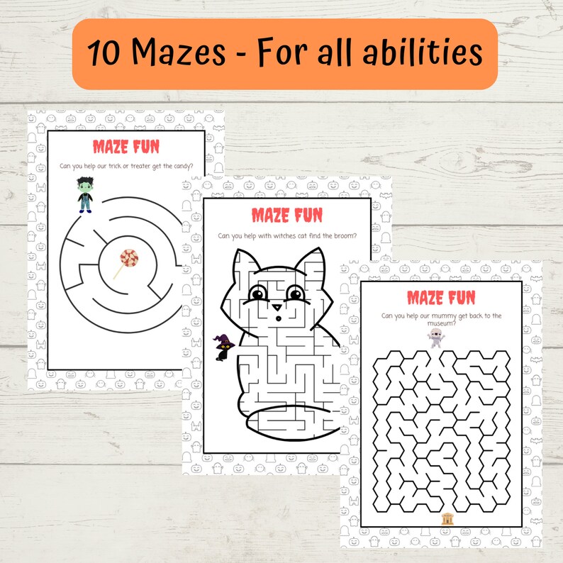 Halloween Maze Puzzles Trick or Treat Games Halloween Party Games ...