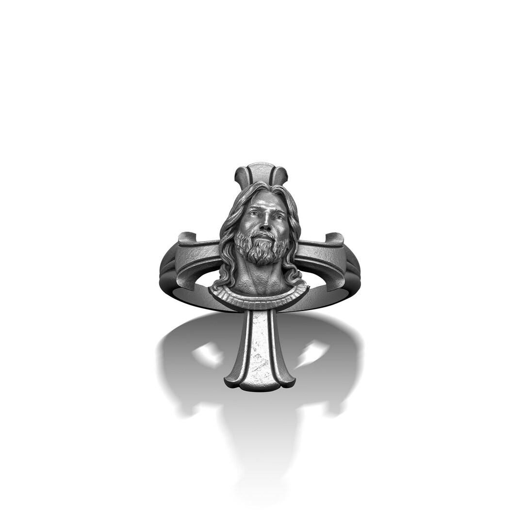 Jesus Christ Crucifix Cross Christian Band Ring in Sterling Silver ...