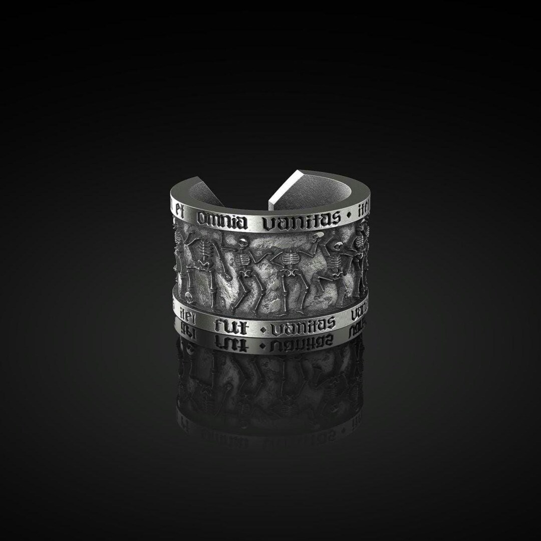Oxidized Sterling Silver Memento Mori Ring: Medieval Vanitas Band - Etsy