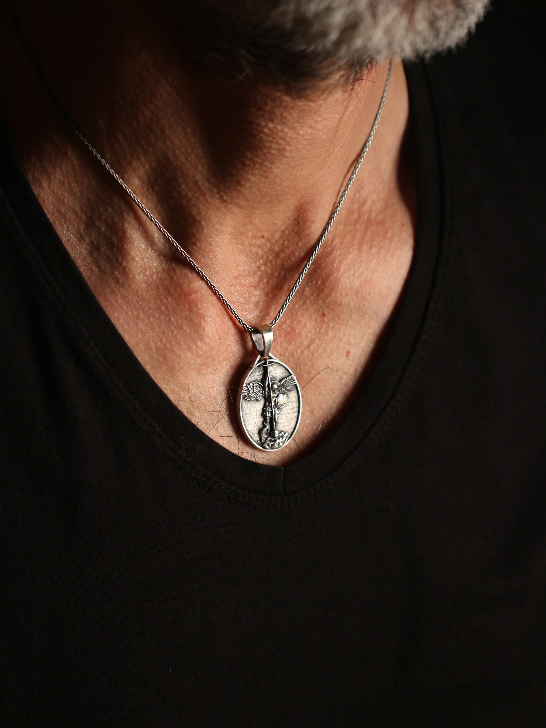 Archangel Saint Michael Silver Medallion, Orthodox Shield Archangel ...