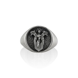 The Viking Valkyrie Mara Silver Signet Ring, handmade Freya Viking Ring ...