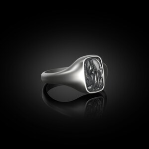 Saint Scholastica Signet Ring in Sterling Silver, Religious Ring ...