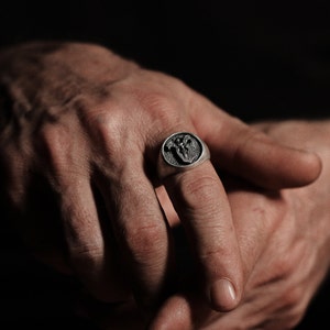 The Viking Valkyrie Mara Silver Signet Ring, handmade Freya Viking Ring ...