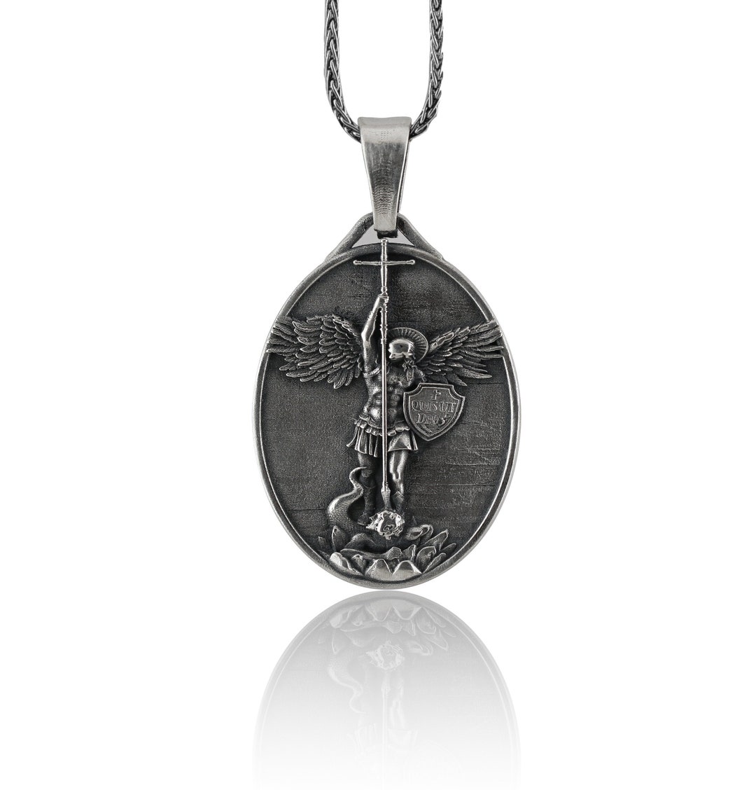 Archangel Saint Michael Silver Medallion, Orthodox Shield Archangel ...