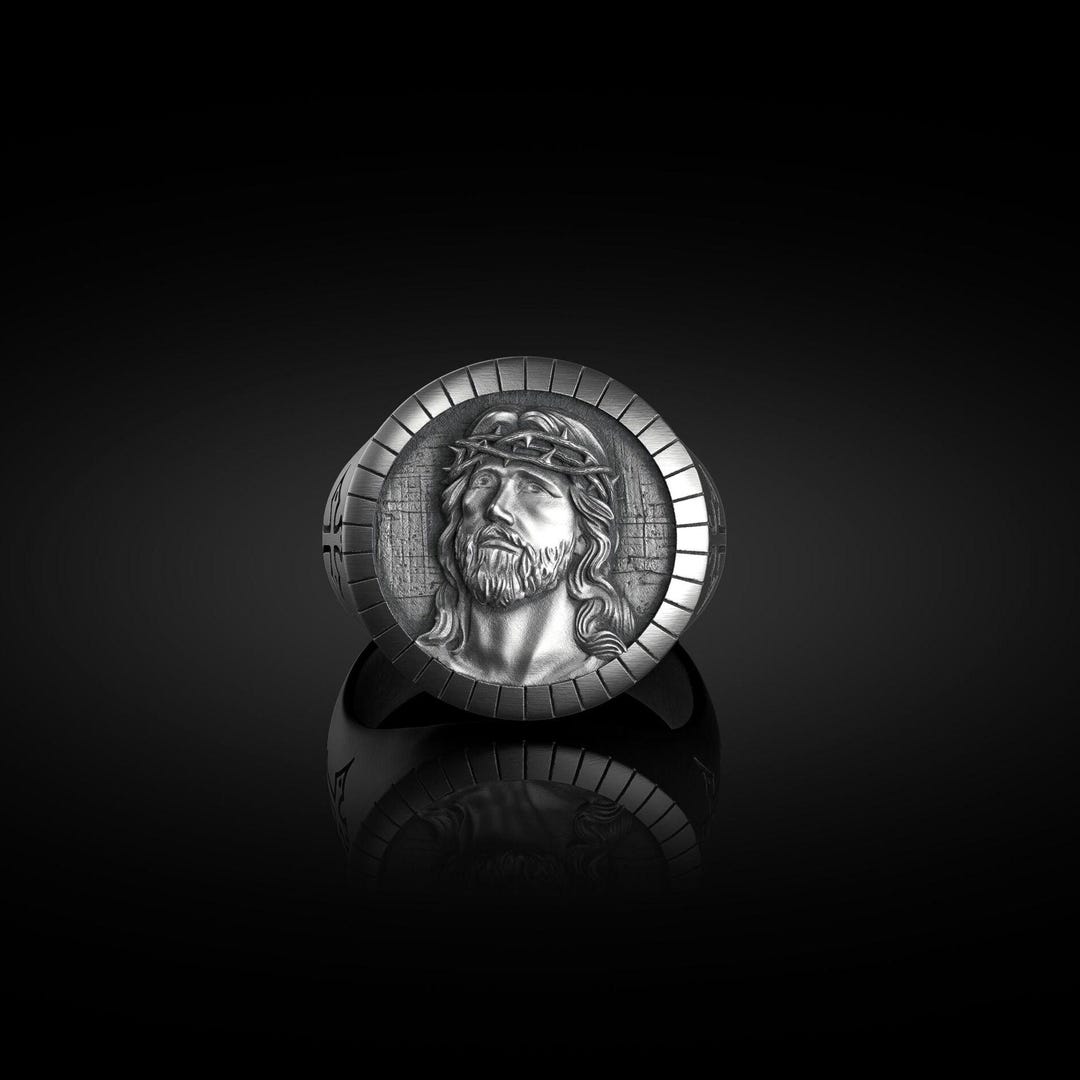 Sterling Silver Jesus Christ Signet Ring: Religious Catholic Jewelry - Etsy