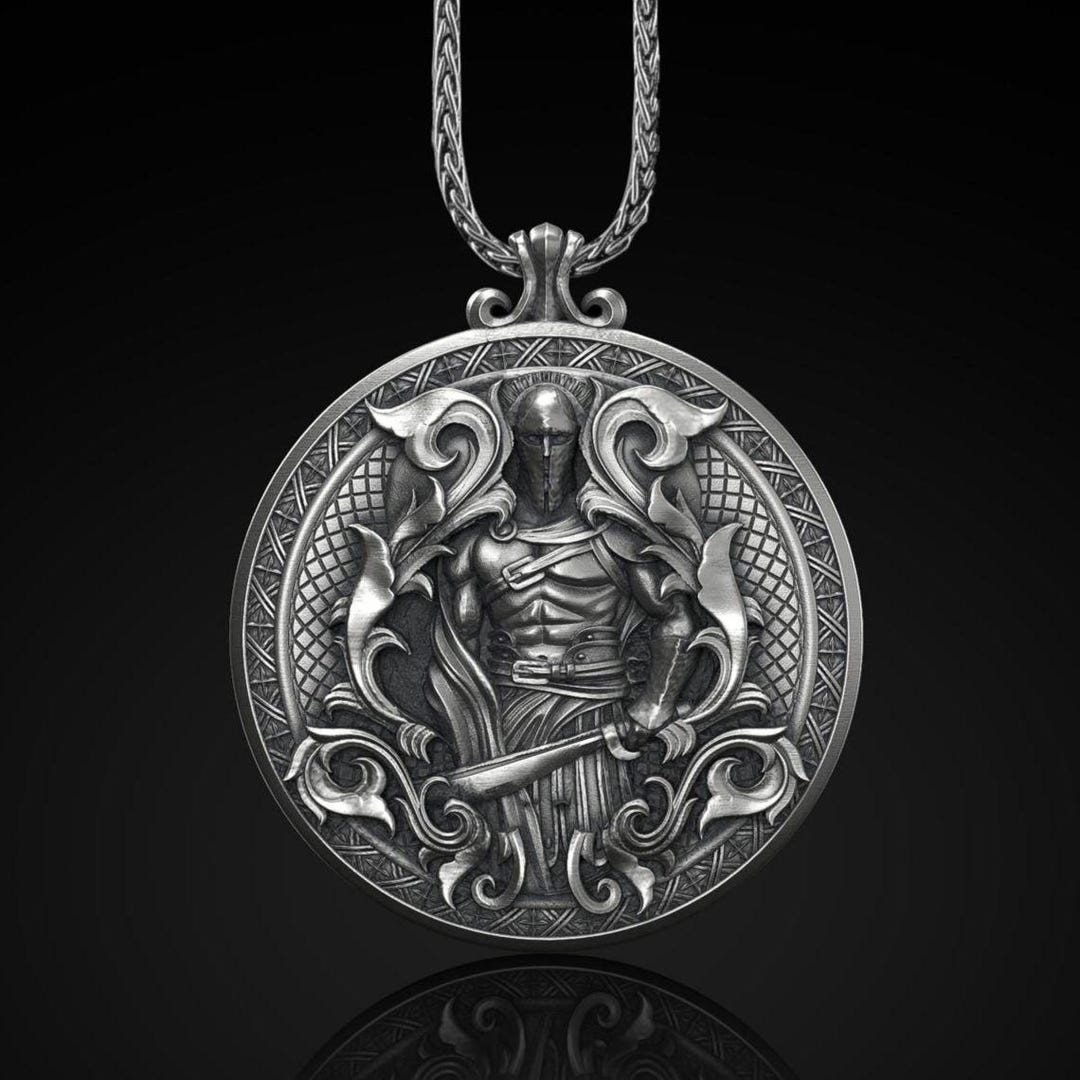 Unique Spartan Warrior With Helmet Necklace for Men in Sterling Silver ...