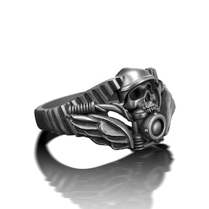 Biker Skull Rings in Silver, Men Skull Ring, Pinky Silver Biker Ring ...