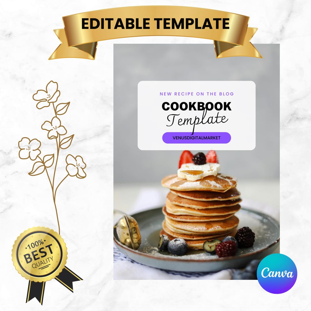 Editable Recipe Book Template | 25-page Digital Cookbook | PLR and MRR ...