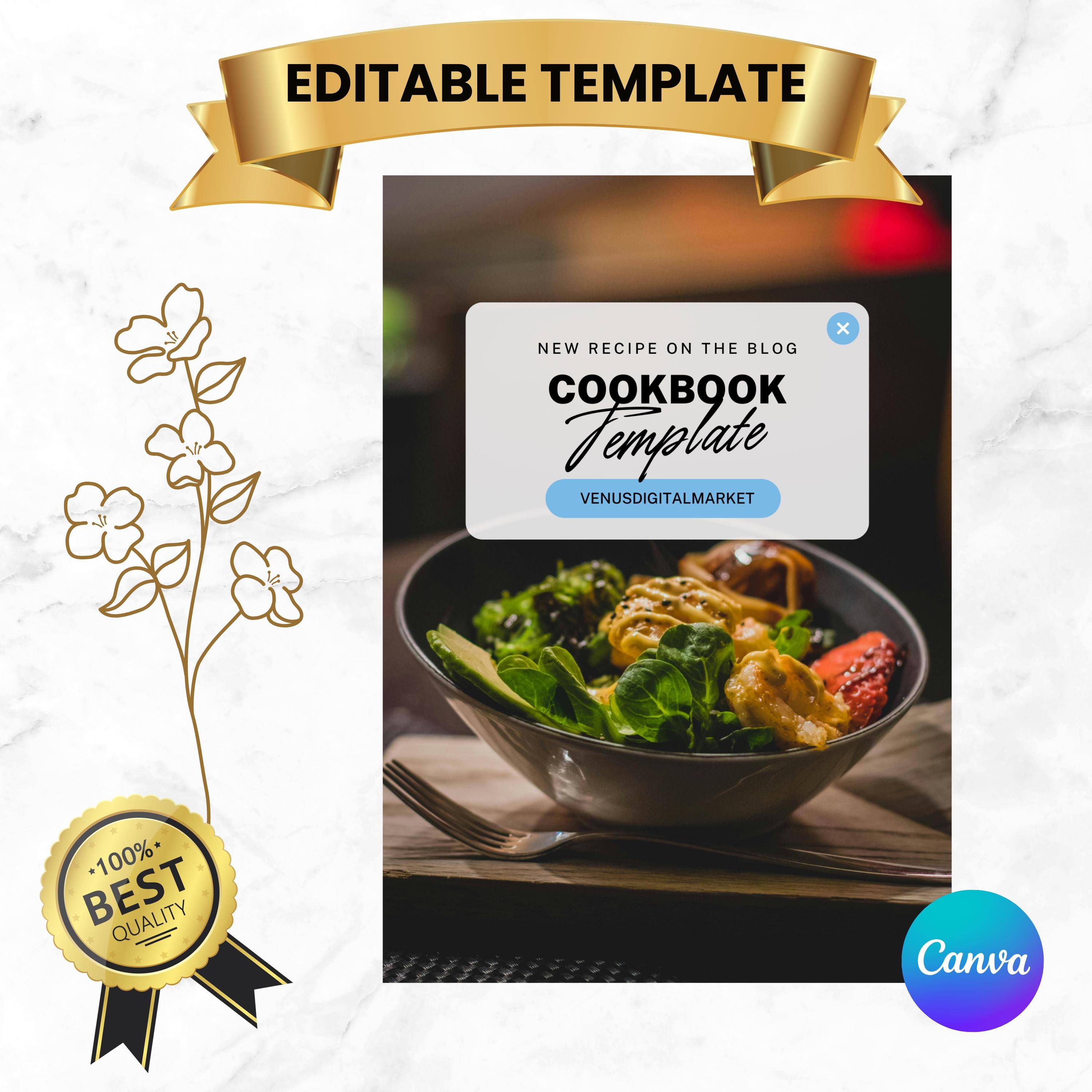 Editable Recipe Book Template | 10-page Digital Cookbook | PLR and MRR ...