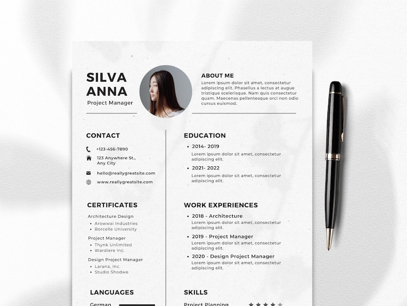 Professional CV Template, Modern Project Manager Resume, Ats-friendly ...