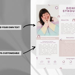 Playful Teacher Resume Template, Editable Canva CV Design, Fun and ...