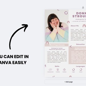 Playful Teacher Resume Template, Editable Canva CV Design, Fun and ...