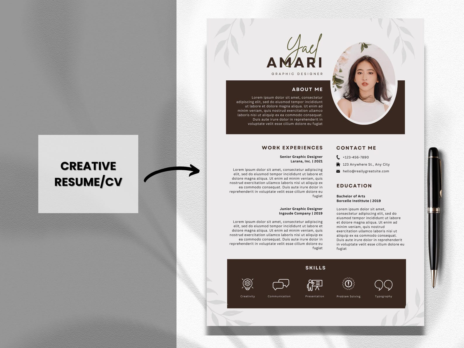 Modern Graphic Designer Resume Template, Editable Canva CV Design for ...