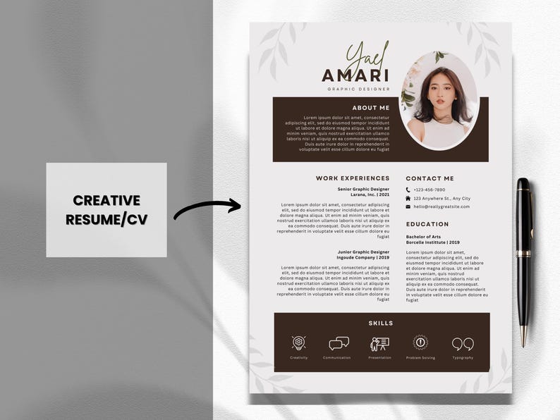 Modern Graphic Designer Resume Template, Editable Canva CV Design for ...