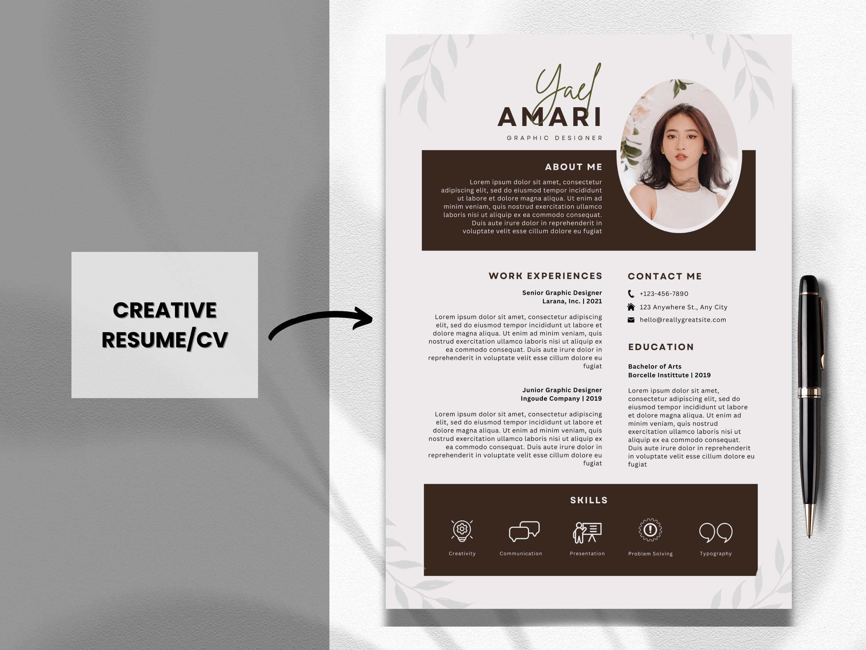 Modern Graphic Designer Resume Template, Editable Canva CV Design for ...